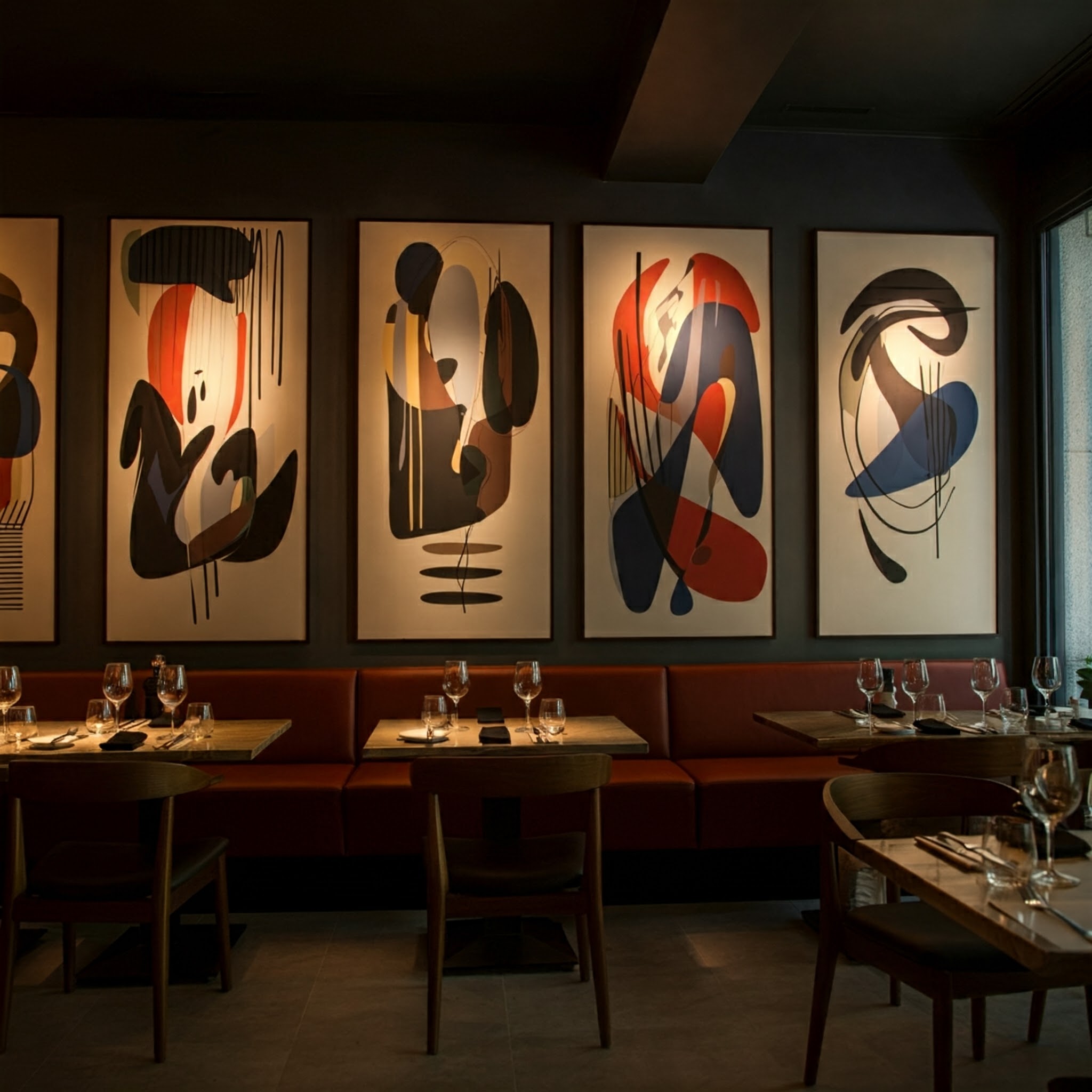 Best gallery wall layout with sizes on a restaurant wall